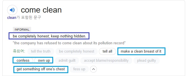 [자유 연구] make a clean breast of VS get sth off one's chest 차이는? : 네이버 블로그