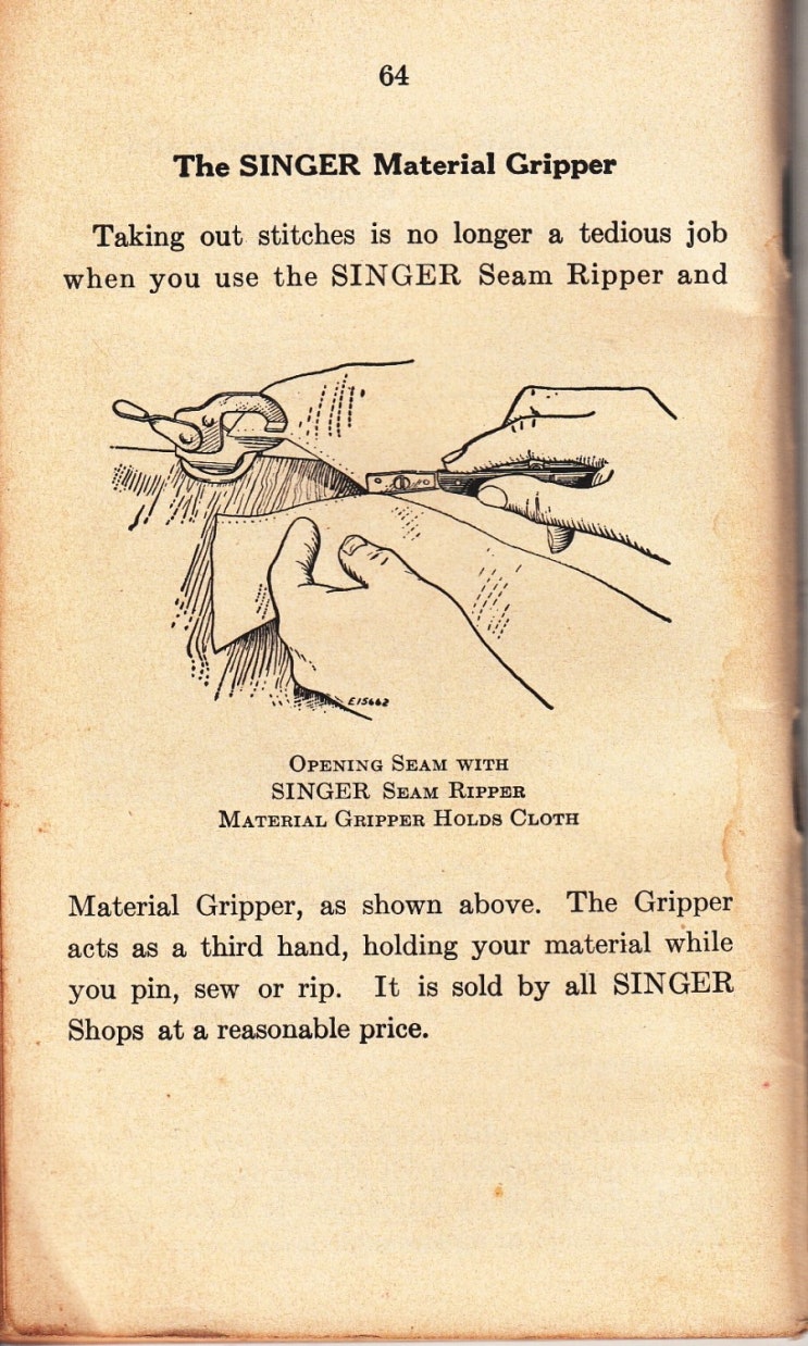 Singer 15 k 설명서 64 p. 실 뜯는 도구 : 네이버 블로그
