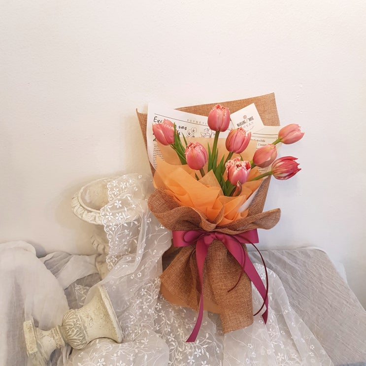 Mariangrose 데이토나 핑크 튤립 꽃다발 여자친구 꽃다발 기념일 선물 연남동꽃집 홍대꽃집 상암동꽃집