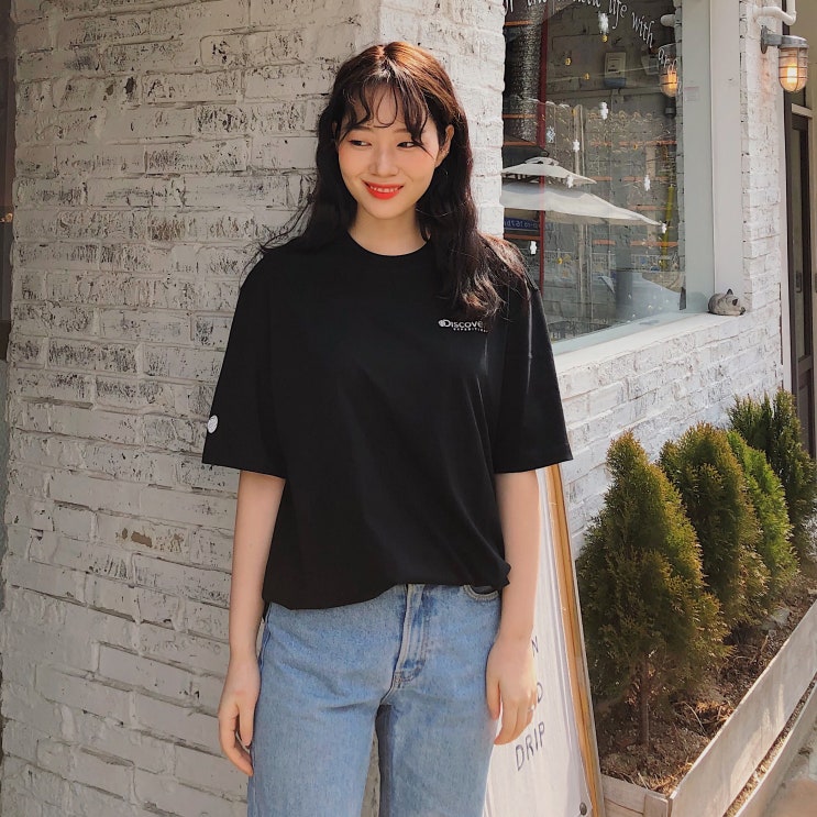 디스커버리 브랜드 반팔티 여성 오버핏 티셔츠 봄코디 해봤어 네이버 블로그