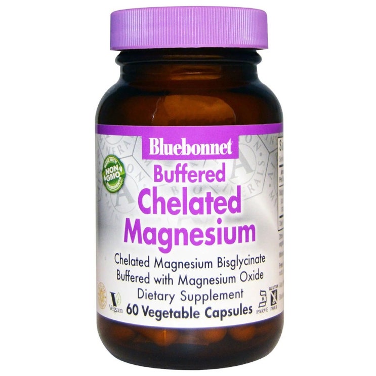 Bluebonnet 버퍼드 킬레이트 마그네슘 200mg 60 캡슐 Buffered Chelated Magnesium Veggie ...