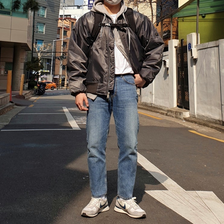 [dailylook] 20 03 07 데일리룩 오버핏 항공점퍼 코디 네이버 블로그