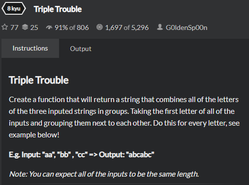 [CodeWars] Triple Trouble 풀이 : 네이버 블로그