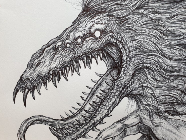 scp재단 괴물 그리기 ,scp-682,드로잉,손그림 : 네이버 블로그