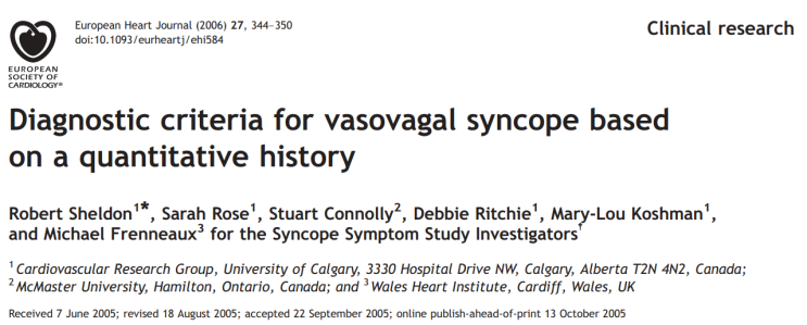 [실신] 미주신경성 실신을 진단하는데 사용할 수 있는 Calgary Syncope Symptom Score : 네이버 블로그