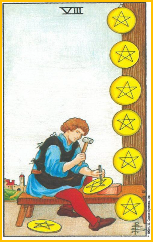 Pentacles8팬타클8번 카드 잼있고 쉽게 배우는 타로 카드 라율타로 네이버 블로그