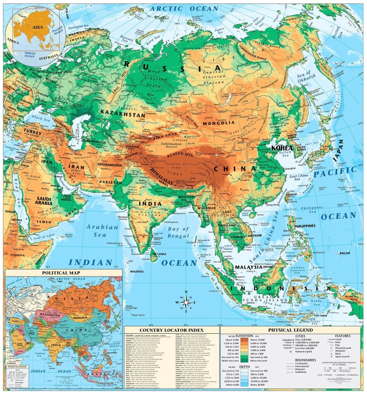 고해상도 아시아지도 동해표기 유라시아대륙 국가 도시 지형 바다 중국국경 중동지도 : 네이버 블로그