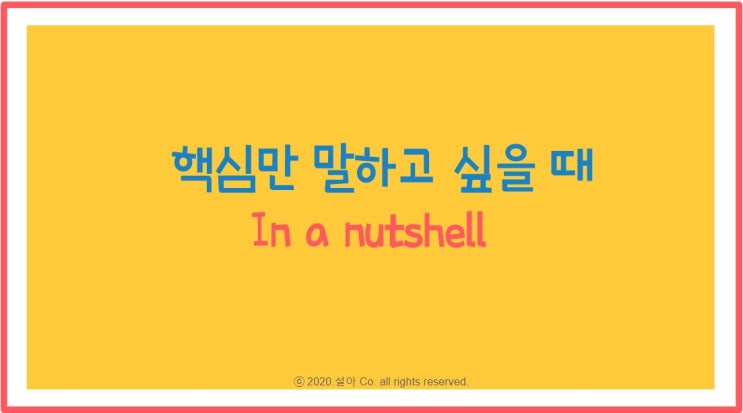 핵심만 말할 때 쓰는 in a nutshell 뜻, 예문 : 네이버 블로그
