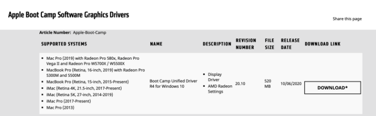 부트캠프(Boot Camp) 6.1.13 마이너 업데이트 & Bootcamp 공식 AMD 그래픽 driver(20.10) 릴리즈 ...