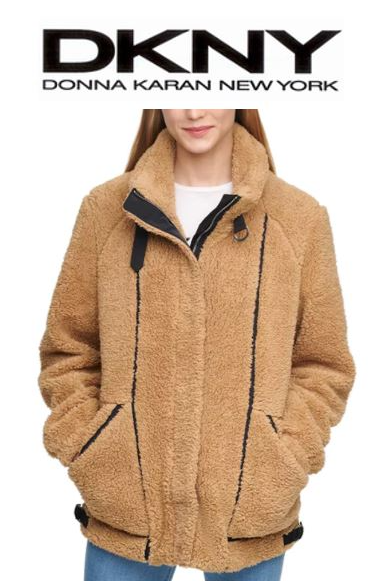 ♥초특가 핫딜♥dkny 여성 집 프론트 믹스 미디어 테디 자켓dkny 인조퍼 코트dkny 테디코트dkny Zip Front