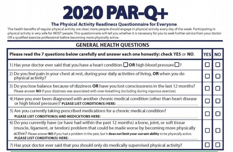 PAR-Q(Physical activity readiness questionnaire) 운동 전 평가를 위한 설문- 똑똑하게 ...