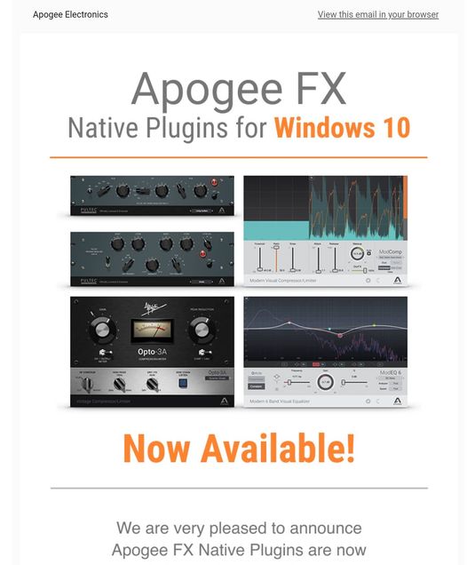 뉴스데스크 : Apogee FX Native Plugins for Windows10 / 아포지 업데이트트트!! by 이퀄라이져 리버브 감성포식자 : 네이버 블로그