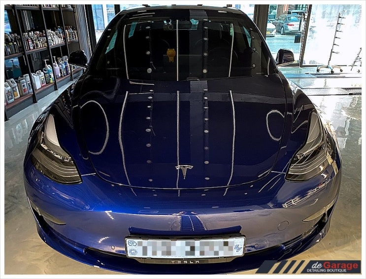 TESLA Model 3 Deep Blue Metallic - 테슬라 모델 3 - 나무 수액 테러 복원 & 유리막 3중 코팅 ...