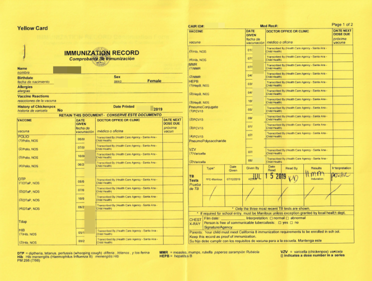 15. 얼바인 초등학교 입학하기 - Health Checkup, Yellow Card, 결핵검사 꿀팁 : 네이버 블로그