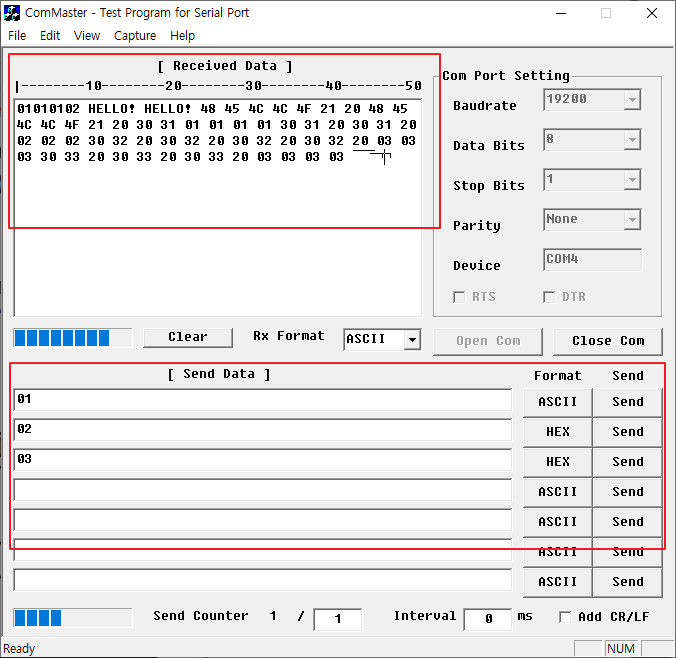 Serial 통신을 위한 Test Program들 - Hyper Terminar (ComMaster, Hercules ...