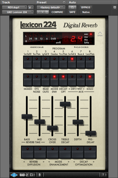 플러그인 일기(2) : UAD-2 Lexicon 224 Digital Reverb(렉시콘 리버브/플러그인/플러그인추천 ...