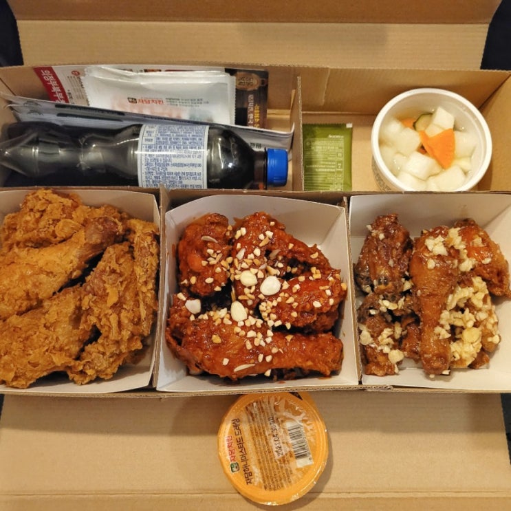 자담치킨 메뉴추천 마늘치킨 양념후라이드 또 시켜먹을 의향 200 네이버 블로그