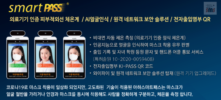 ASP-1000 국내최초! 식약처 의료기인증 획득! 비대면 얼굴인식 피부적외선체온계 "SMART PASS"의료기기 : 네이버 블로그