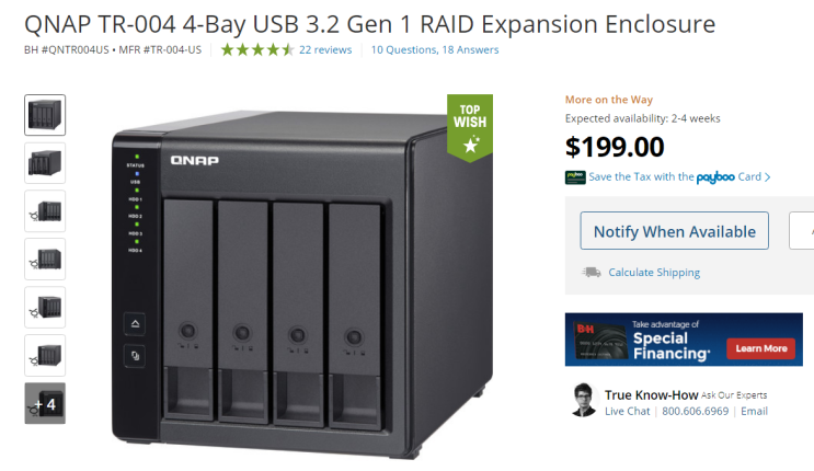 [B&H] QNAP TR-004 4-Bay USB 3.0 RAID Expansion Enclosure ($154/0) 수령기 ...