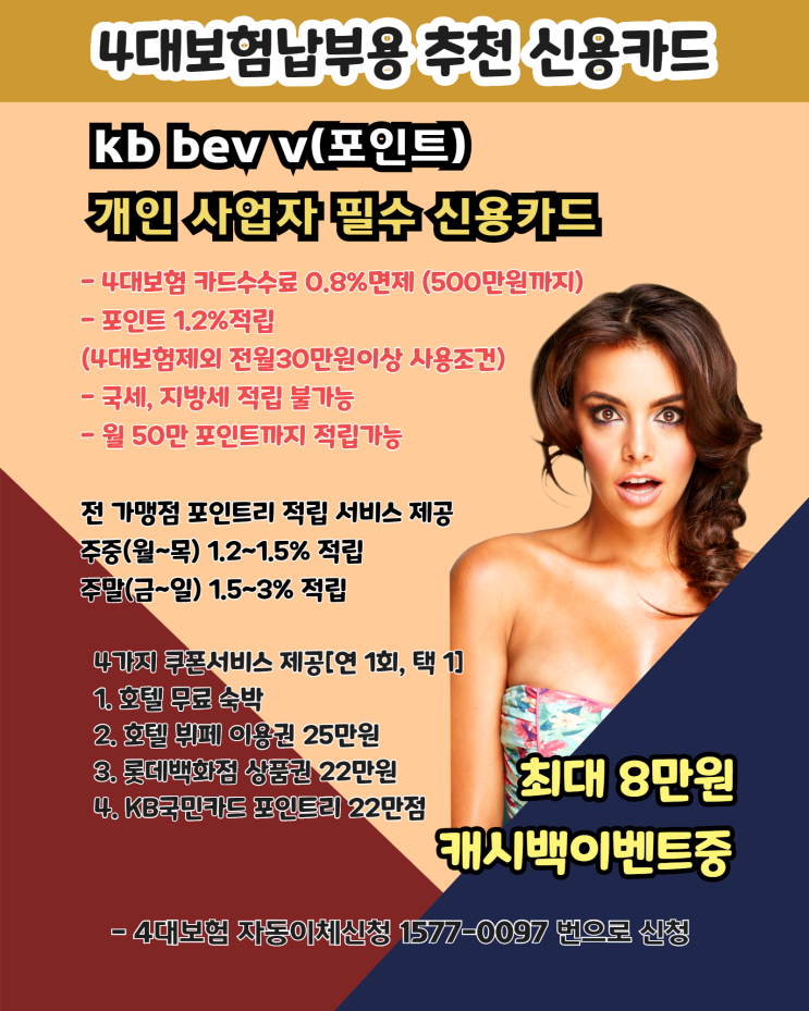 #4대보험 카드납부 방법 #사대보험카드결제 # KB BEV V카드 추천 추천신용카드 국민카드 bev v(베브5) 자동이체로 수수료면제에 포인트까지 : 네이버 블로그