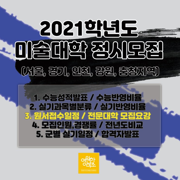 2021학년도 미술대학 정시모집 원서접수일정전문대학입시요강 네이버 블로그