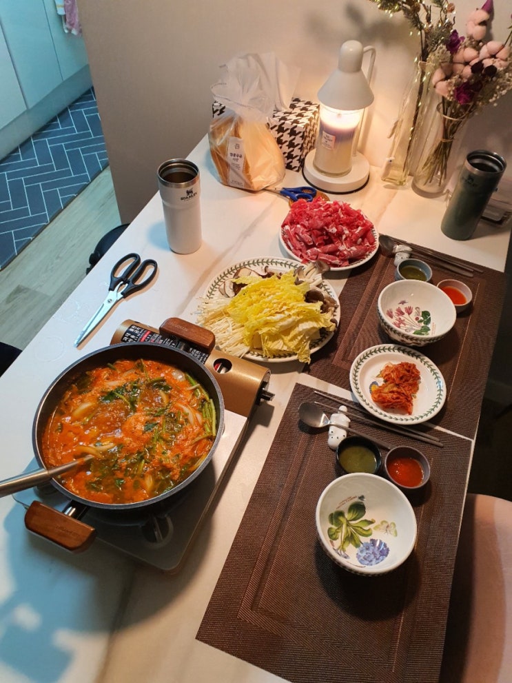 등촌샤브칼국수 St 얼큰 샤브샤브 만들기 네이버 블로그