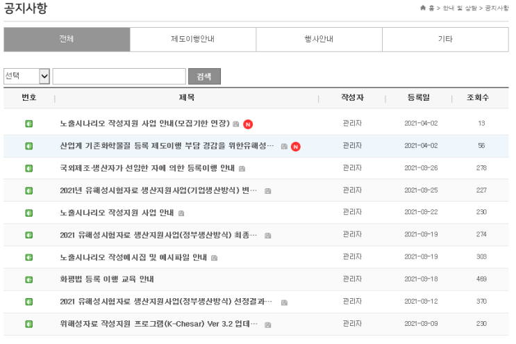 화평법 공지사항 산업계 기존화학물질 등록 제도이행 부담 경감을 위한 유해성정보 Db 활용 세미나 네이버 블로그