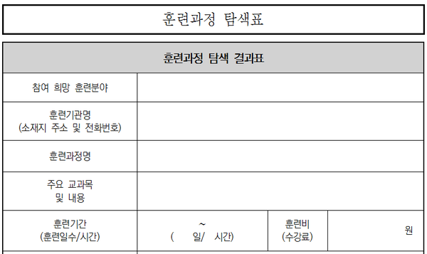 편집디자인 취성패 훈련 과정 탐색표 작성하는 방법 전주디자인전문학원 직업전문학교 교육비 전액 무료과정운영 네이버 블로그