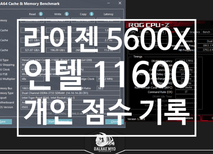 [PC] 라이젠 5600X / 인텔 11600 개인 점수 기록 : 네이버 블로그