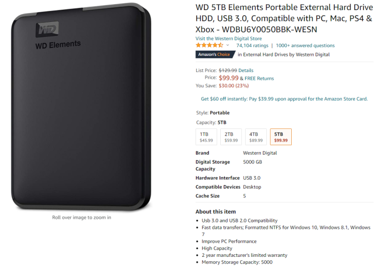 WD 5TB 외장하드 아마존 한국직배송 구입 WD 5TB Elements Portable External Hard Drive ...