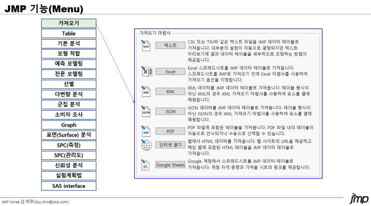 JMP 기능(Menu) 소개 자료 공유 : JMP17 기준 : 네이버 블로그