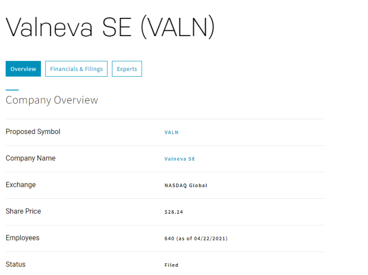 미국 주식 5월 6일 상장 Valneva SE 티커 VALN 회사 정보 IPO : 네이버 블로그