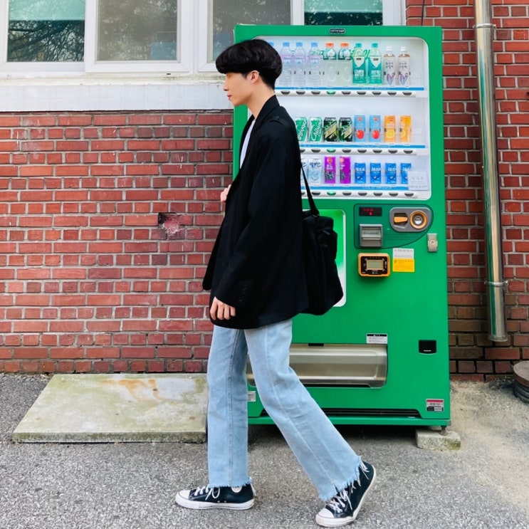 Ootd 남자 블레이저 코디 오버핏 블레이저 코디 블레이저 데님팬츠 코디 와이드 연청바지 코디 남자 와이드 데님팬츠