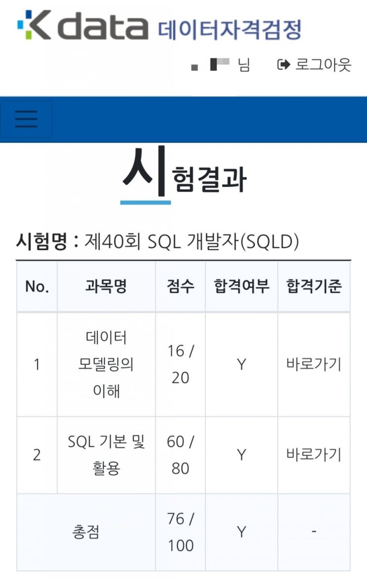 [SQLD] 제40회 SQLD 합격 후기 / 비전공자 직장인 독학 / 3주컷 : 네이버 블로그