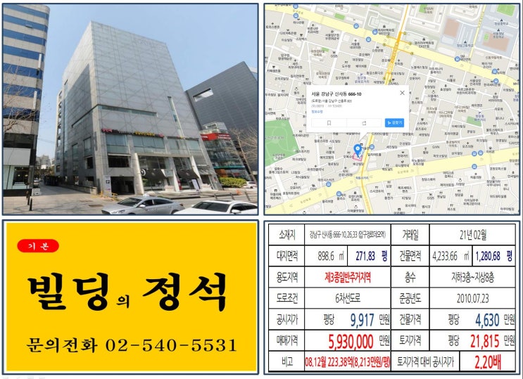 강남구 학동사거리 500억 메디컬 빌딩 실거래가 조회 신사동 666 102633 압구정로데오역 593억 원 평당 2