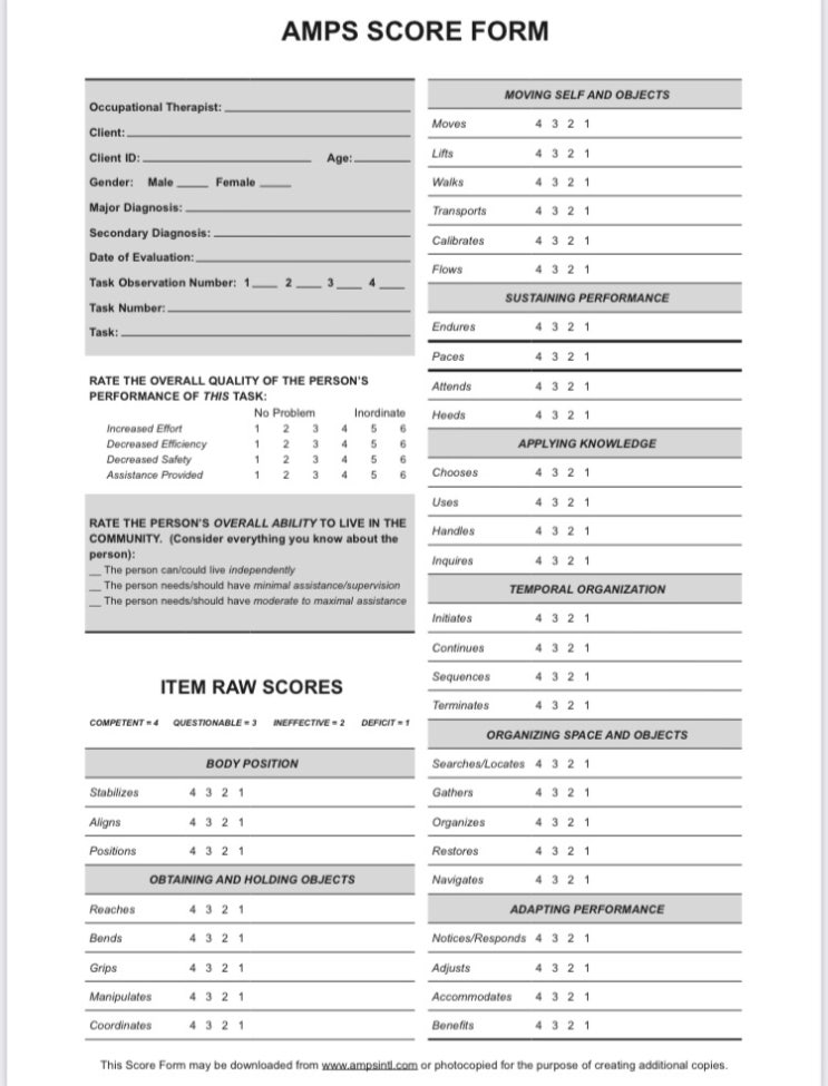 성인작업치료) AMPS (The Assessment of Motor and Process Skills) : 네이버 블로그