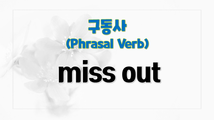 영어 구동사(Phrasal Verb) 완전정복 - miss out : 네이버 블로그