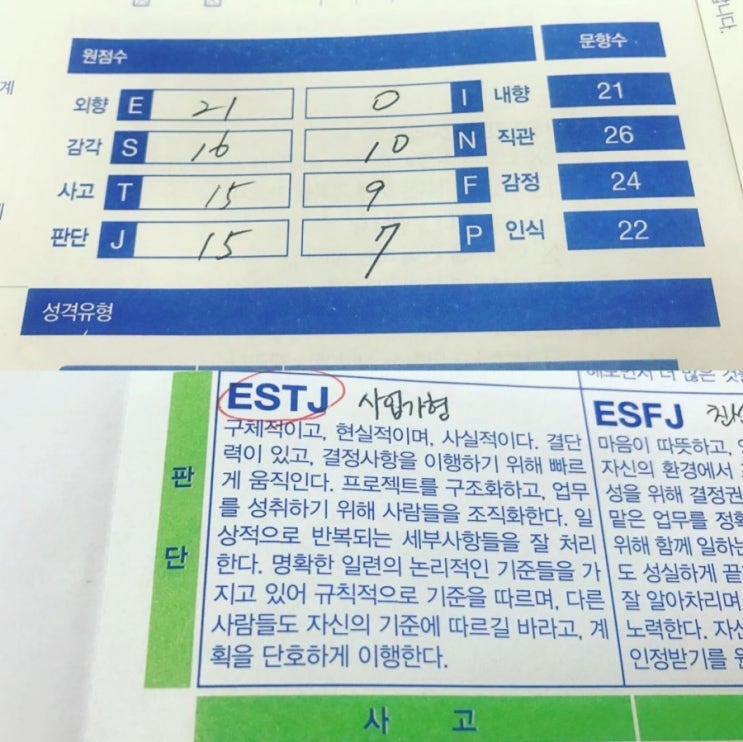 [기록] 수퍼삐셩 MBTI 성격유형 - ESTJ : 네이버 블로그