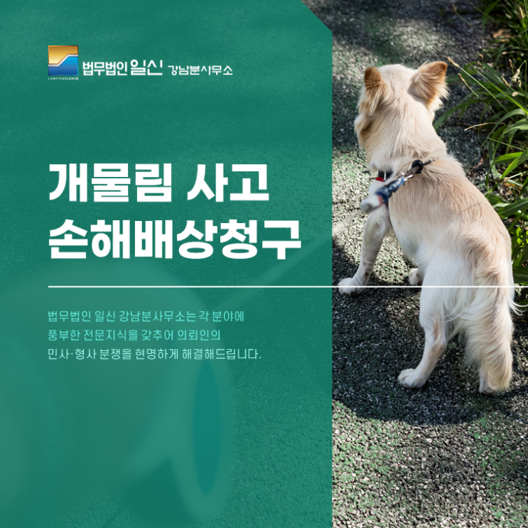 개물림 사고 피해 견주를 상대로 한 손해배상청구소송 반려견·맹견 사고 법적조치 주인 책임 상해 피해보상 변호사 법률상담