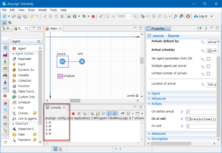 [anyLogic] Source에서 특정 시간에 출발하는 에이전트를 만드는 방법은? : 네이버 블로그