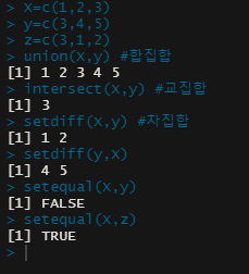 union, intersect, setdiff, setequal _ 벡터 간 집합 연산 : 네이버 블로그