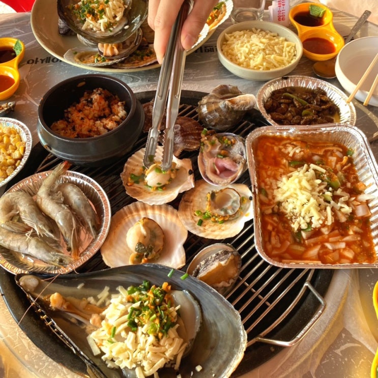 해변에서 먹는 삼천포 남일대 천전휴게실 하늘장 조개구이 내돈내산후기 네이버 블로그