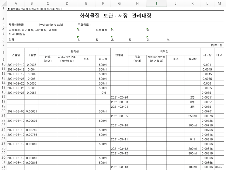 랩매니저 사용 가이드 실험실 안전관리 정보를 확인하세요 우리 연구실 유해화학물질 관리대장 특별관리물질 취급일지 다운로드