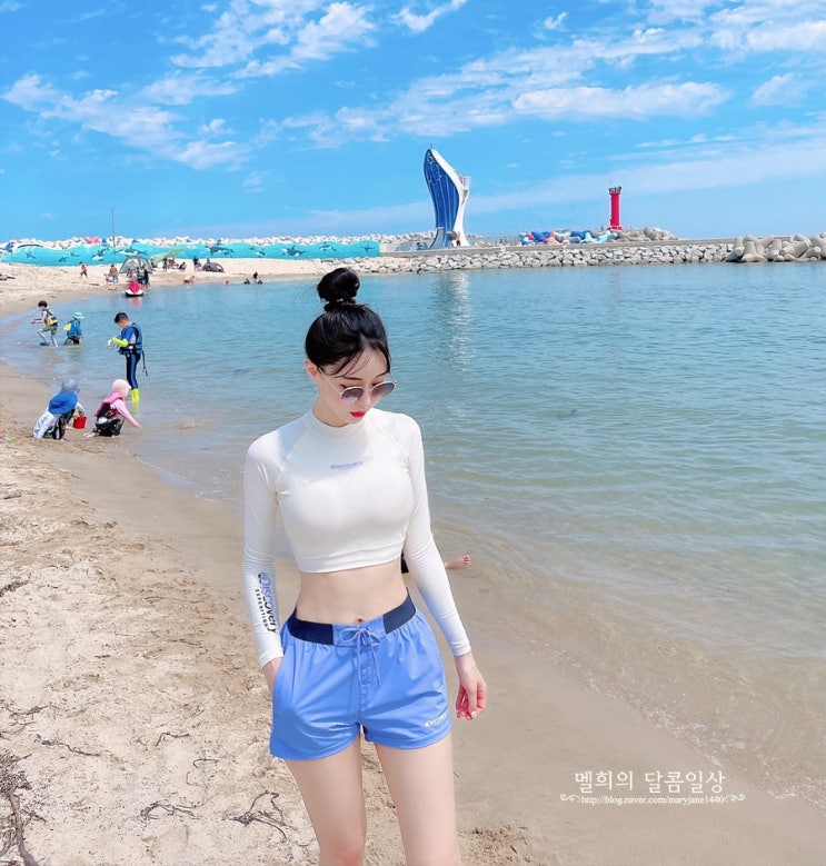 디스커버리 크롭 래쉬가드 보드숏 반바지 여름휴가 여자 수영복으로 어때 네이버 블로그