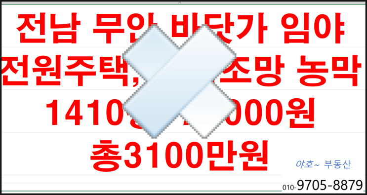 전남 무안 바닷가 바다조망 1410평 22000원씩 총3100만원 전원주택 농막 휴양지 부동산 토지 투자 땅 매매 전남 무안군