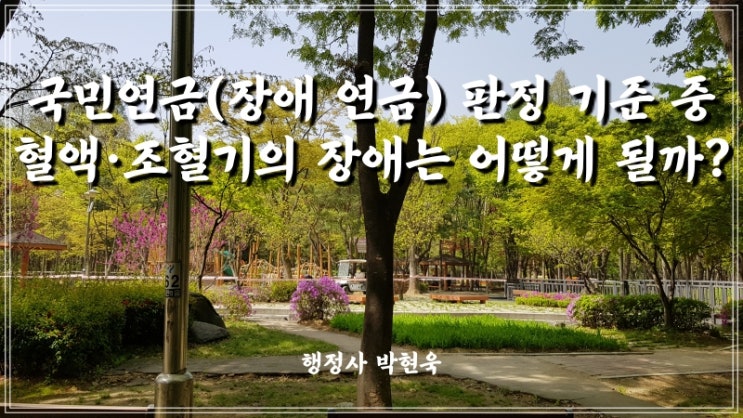 국민연금장애 연금 판정 기준 중 혈액·조혈기의 장애는 어떻게 될까 네이버 블로그