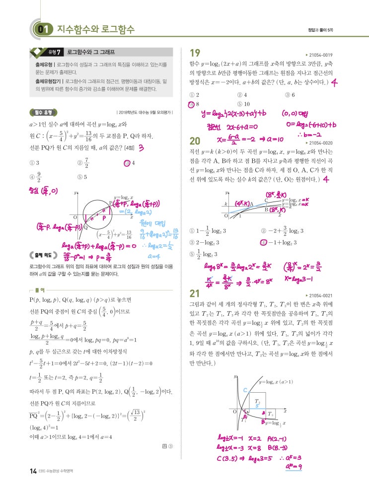 수능완성 확률과 통계 P14 01 지수함수와 로그함수 유형7 문제 및 풀이 네이버 블로그