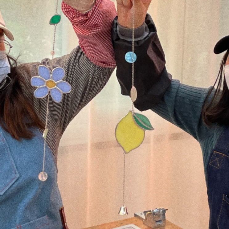광주 유리공예 공방 빛방울 작업실 원데이클래스 후기 레몬 썬캐쳐 마가렛 도어벨 광주 스테인드글라스 유리공예 체험