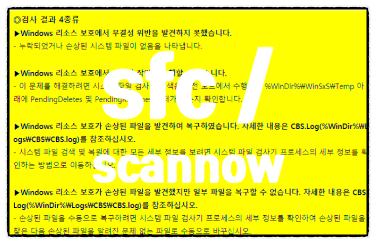윈도우 시스템 복원 명령어 파일 복구하기 위해서 시스템 파일 검사기 Sfc Scannow사용법법 4가지 결과 네이버 블로그