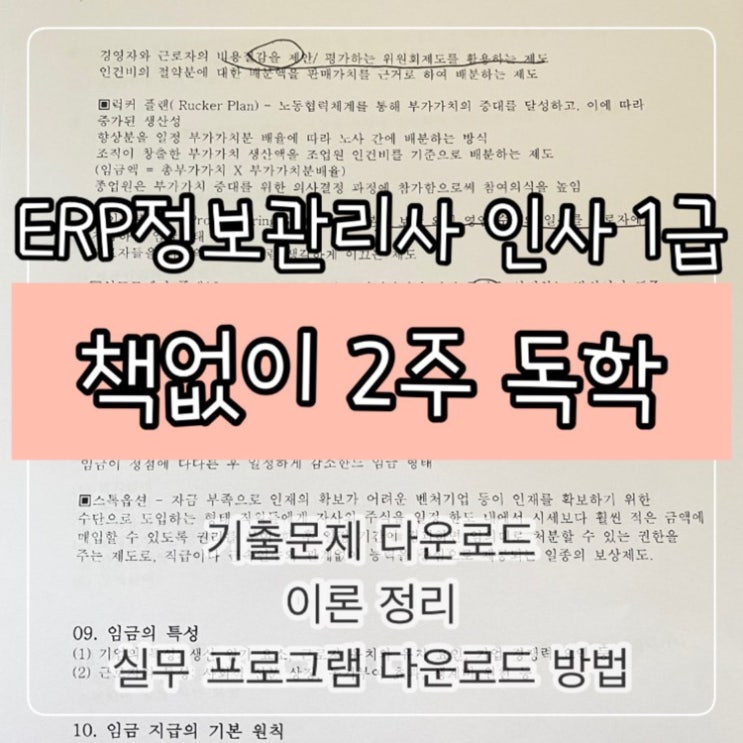 Erp정보관리사 인사1급 독학 첫 날 뭐부터 하지 하는 분들 보세요 실무 프로그램 다운로드 방법까지 네이버 블로그